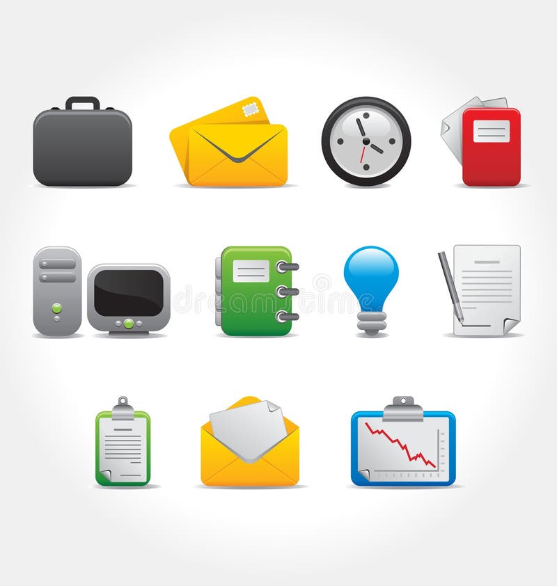 Office and Computer Icons Vector Stock Vector - Illustration of email ...