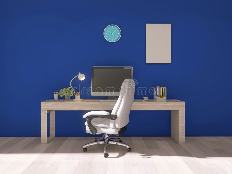 Office, Computer, Room Interior 3d Render, 3d Illustration Concept ...