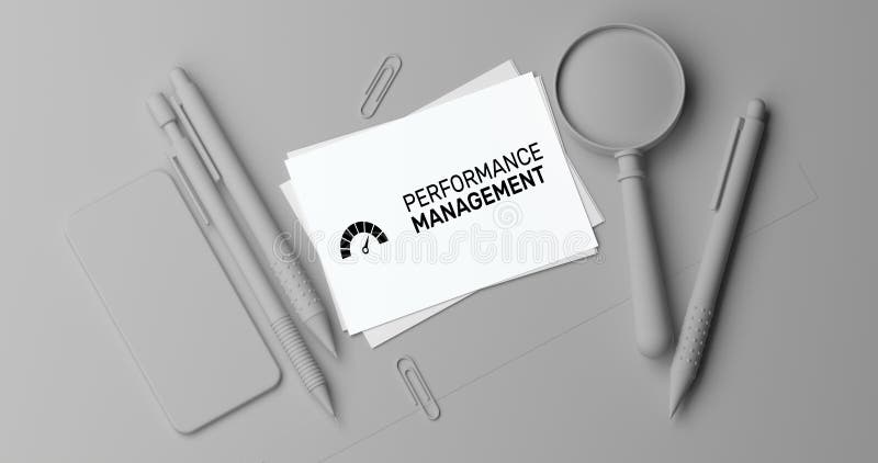 Office Concept ,gray Background and Performance Management Stock ...