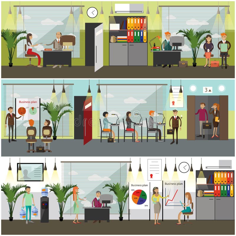 Office Concept Vector Illustration in Flat Style. Stock Vector ...