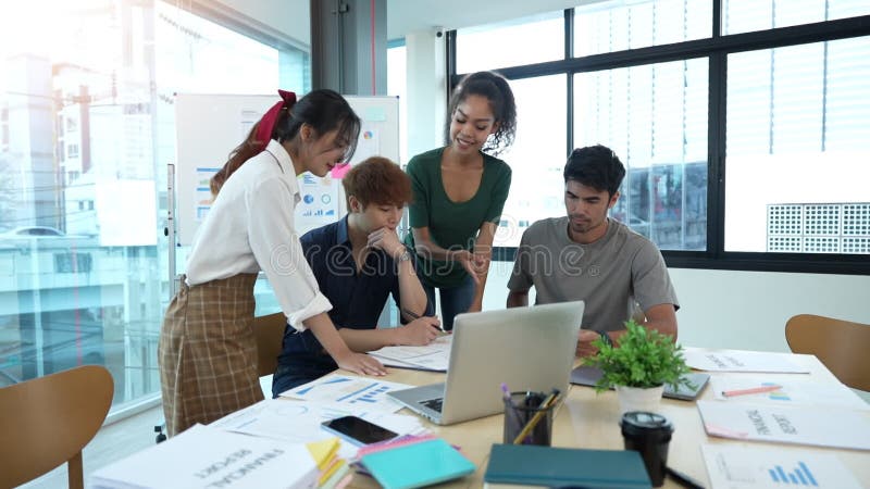 Office Conference Room Meeting Diverse Team of Young Investors, Workers ...