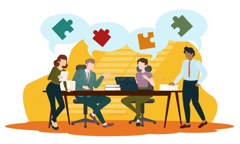 Puzzle Discussion. Business Meeting Stock Vector - Illustration of ...