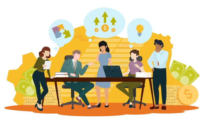 Financial Planning Meeting. Teamwork Stock Vector - Illustration of ...