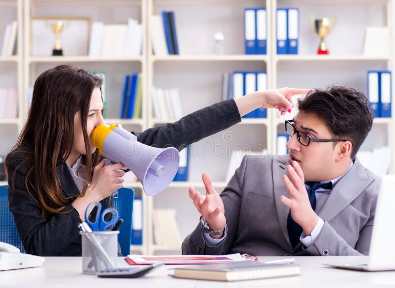 Office Conflict between Man and Woman Stock Photo - Image of ...