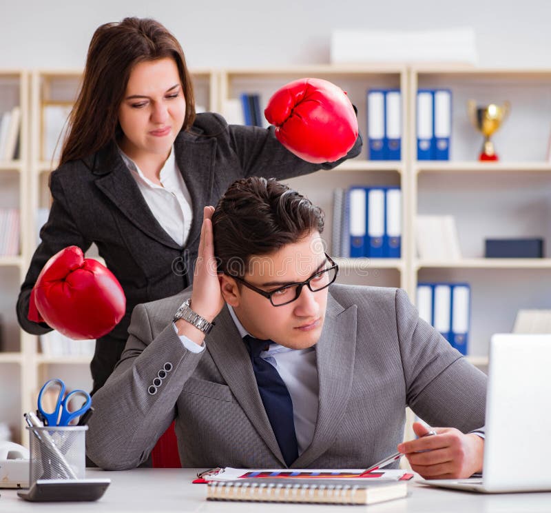 Office Conflict between Man and Woman Stock Photo - Image of fight ...