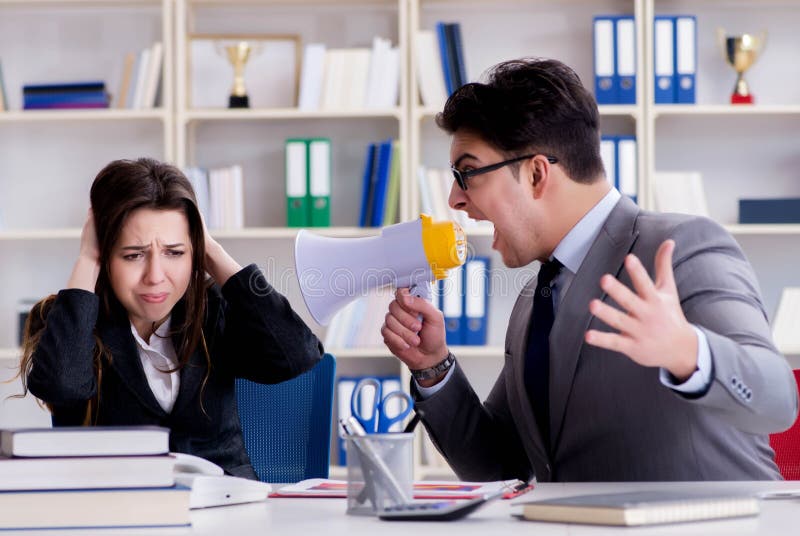 Office Conflict between Man and Woman Stock Image - Image of bullying ...