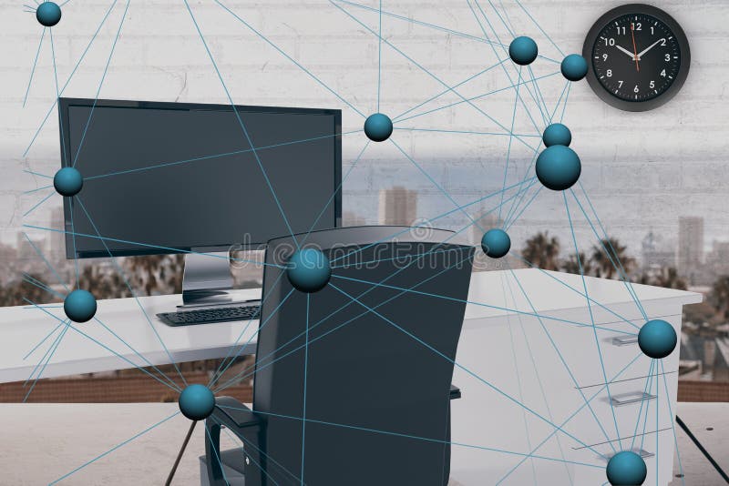 Office with Connection Symbols Stock Image - Image of computer ...