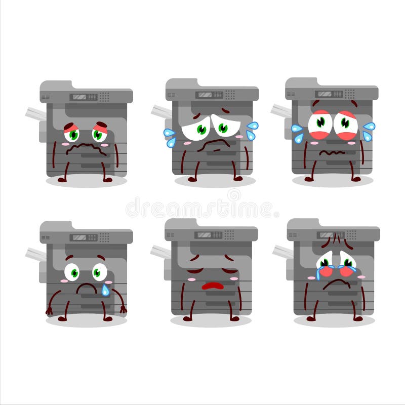 Office Copier Cartoon Character with Sad Expression Stock Vector ...