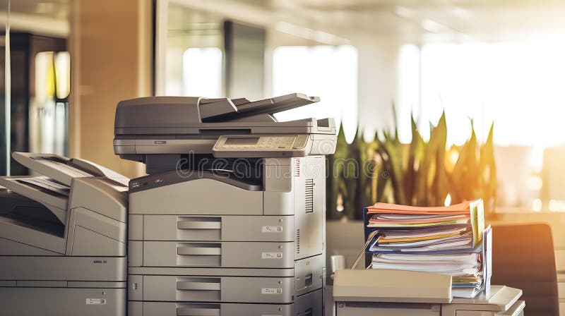 Office Copier Machine Printing Documents in Modern Workplace Stock ...