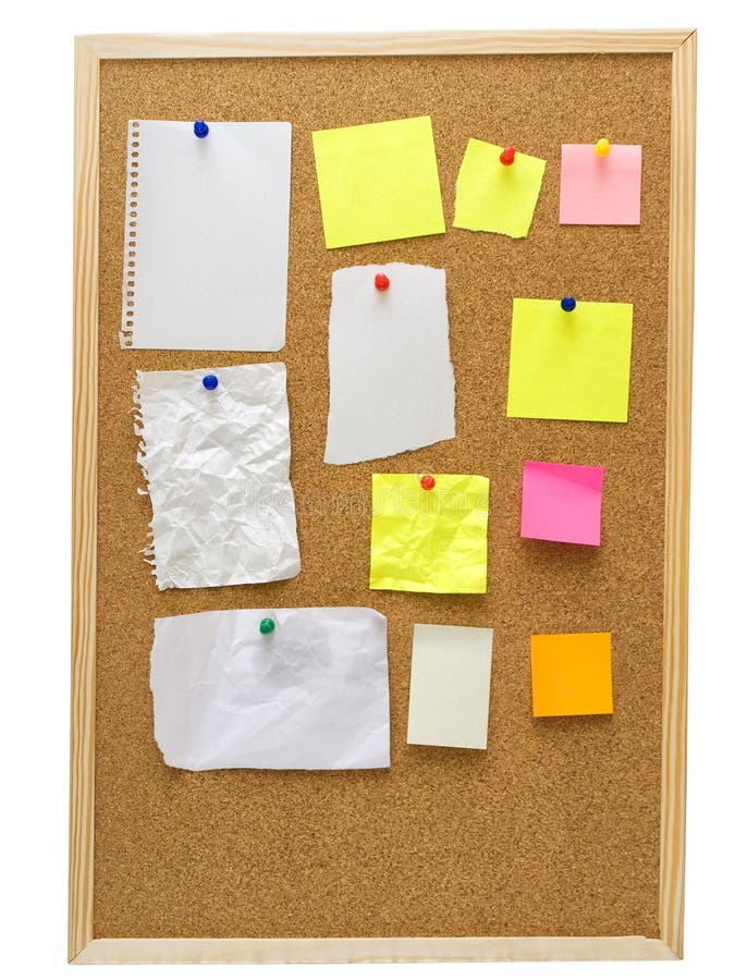 Office Cork Board with Yellow Post it Notes Stock Image - Image of ...