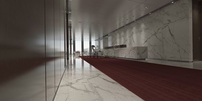 Office Corridor Photorealistic Render Stock Illustration - Illustration ...