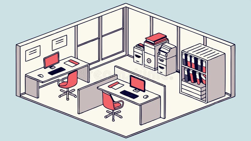 Office Cubicle Illustration, Workspace Design, Office Interior, Modern ...