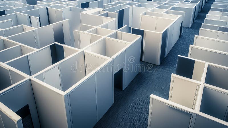 Office Cubicle Maze Represents Feeling Lost at Work with Endless ...