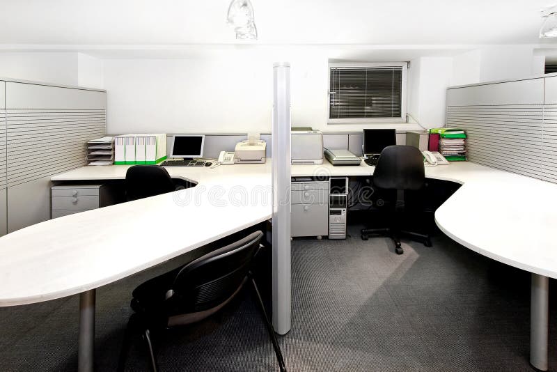 Cubicles In Clean Modern Office Stock Image - Image of working, worker ...