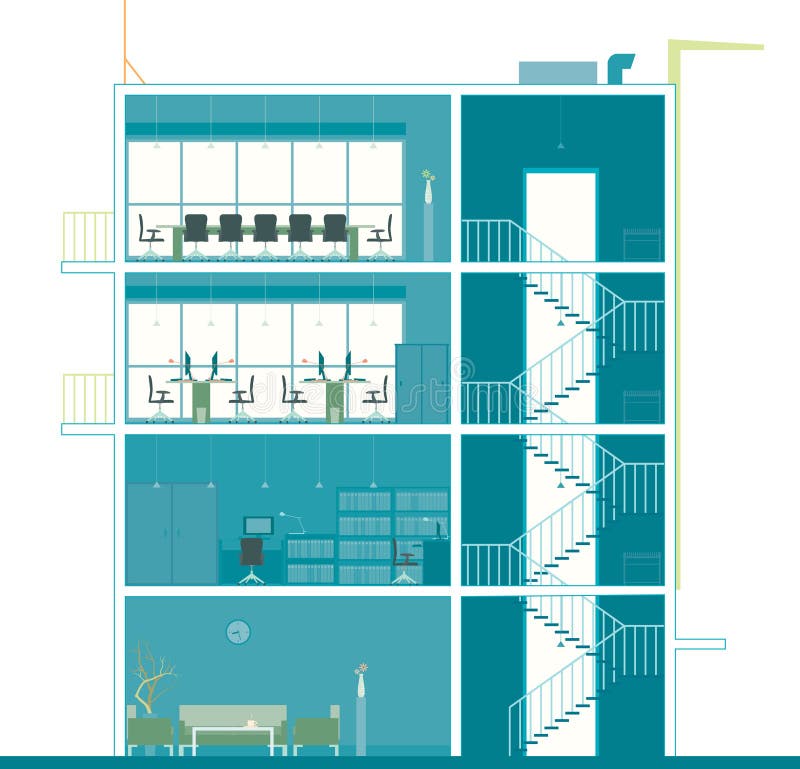 Cross Section of Small Office Building Stock Vector - Illustration of ...