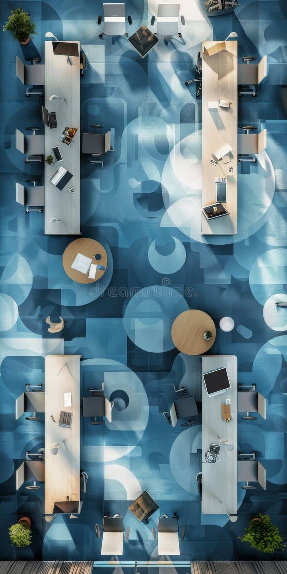 Office Design Featuring a Repetitive Layout Pattern. Stock Illustration ...