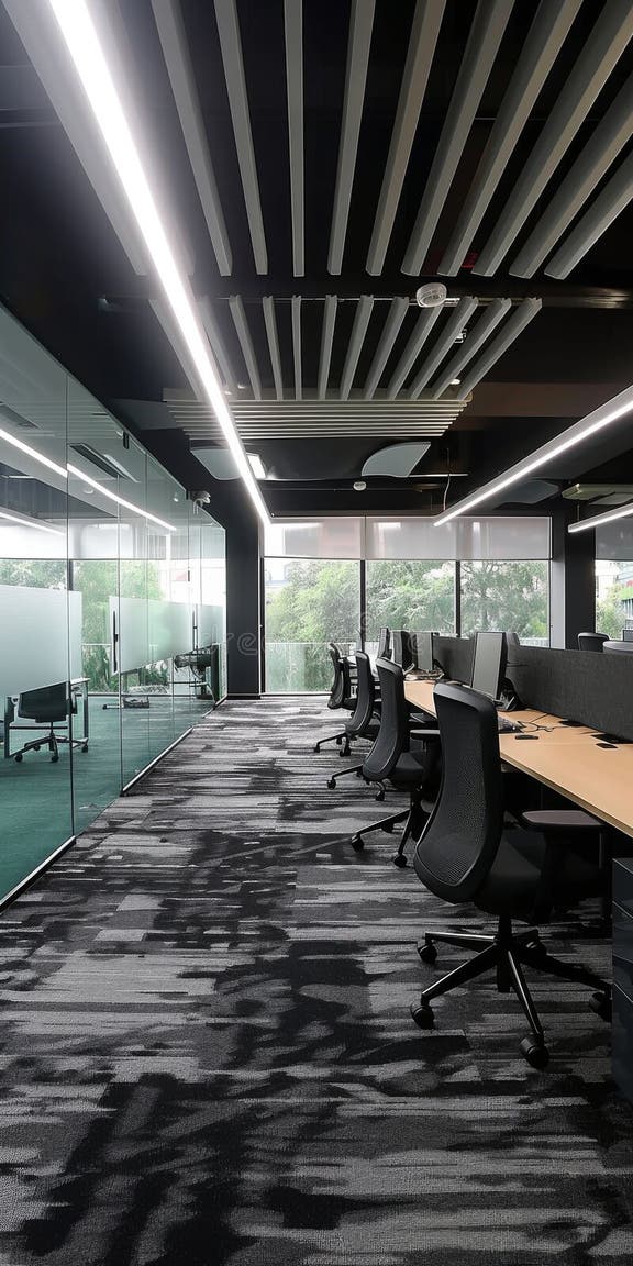 Office Design Featuring a Repetitive Layout Pattern. Stock Illustration ...