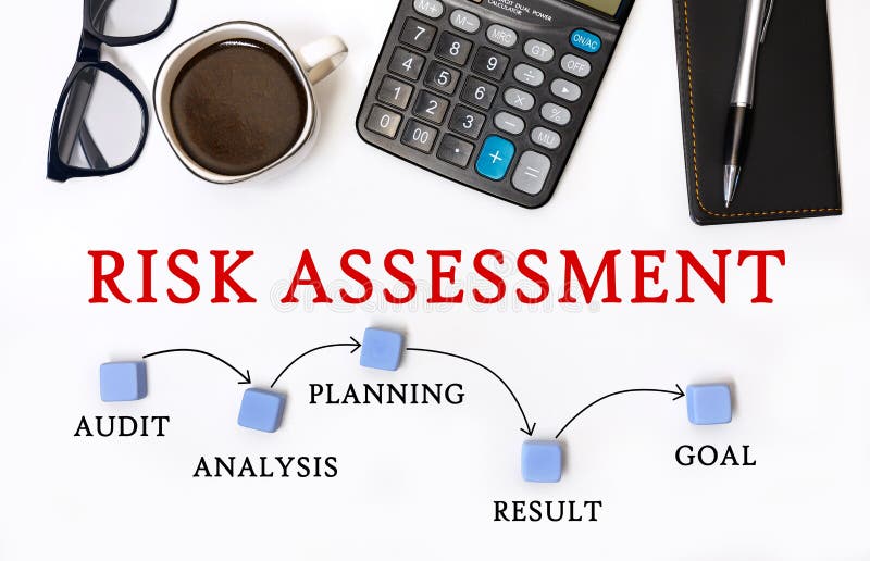RISK ASSESSMENT CONCEPT. Office Desk with Accessories - Coffee, Notepad ...
