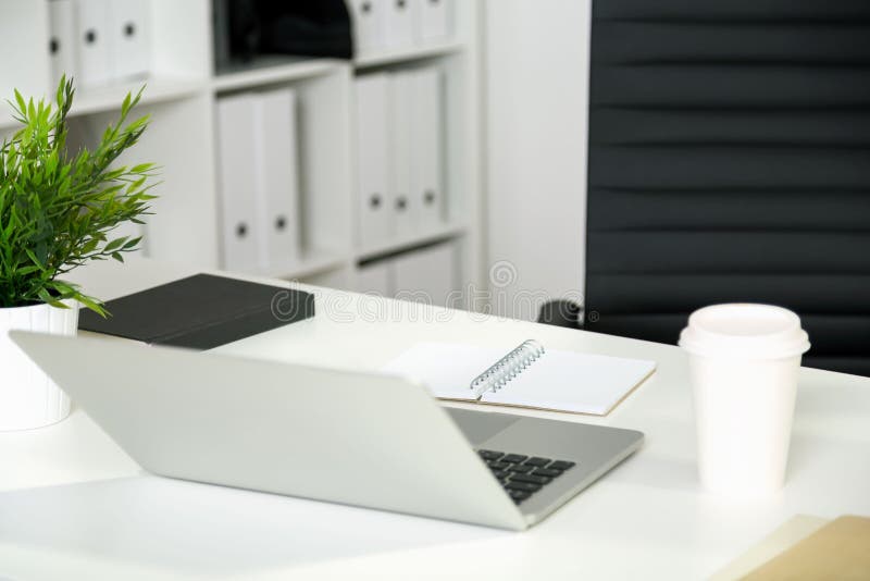 Office desk back view stock photo. Image of creative - 71741748