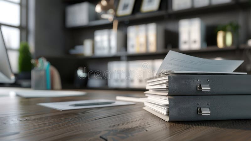 The Office Desk with Binders.AI Generated Image Stock Image - Image of ...