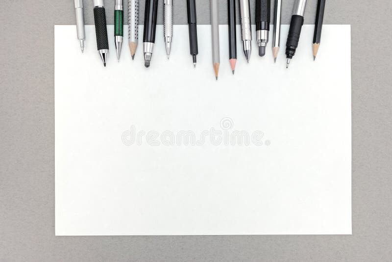Office Desk Blank Sheet Paper Various Drawing Tools Stock Photos - Free ...