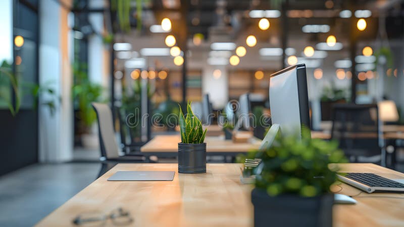 Office Desk with Blurred Office Background and Copyspace – Office ...