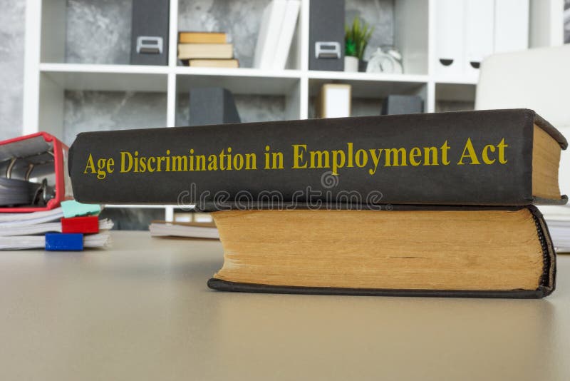 Office Desk with Book Age Discrimination in Employment Act ADEA. Stock ...