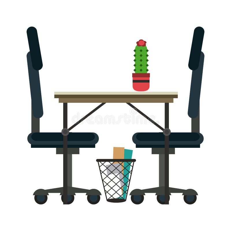 Office desk and chairs stock vector. Illustration of monitor - 143545832