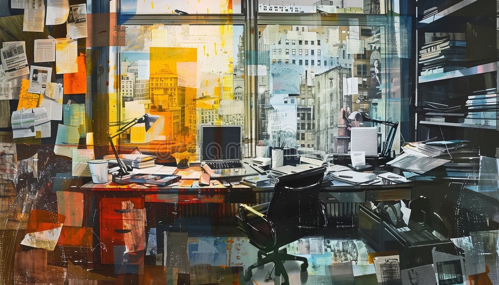 Office Desk Collage. AI Generated. Stock Illustration - Illustration of ...