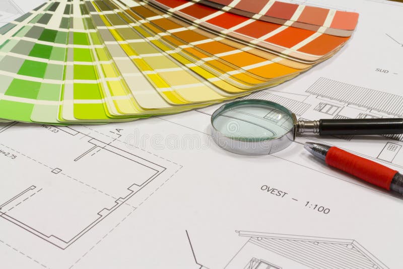 An Office Desk with the Color Chart Stock Image - Image of work ...