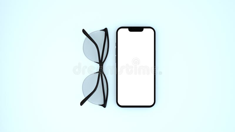 Office Desk Composition With Mobile Phone With Blank Screen And Glasses For Mockup Copy Space