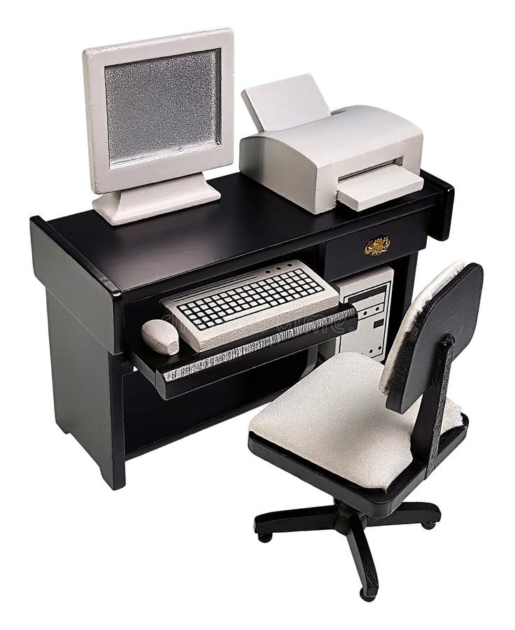 Office Desk with Computer and Printer Stock Photo - Image of jockey ...