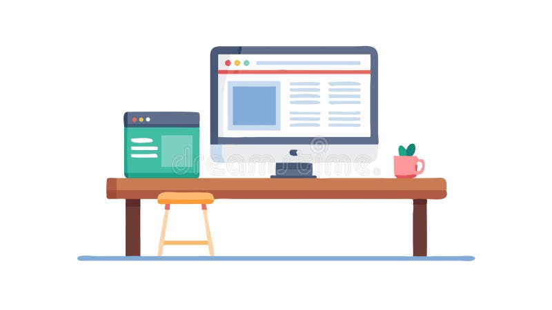 Office Desk Computer Workstation Icon Flat Design Vector, Vector Design ...