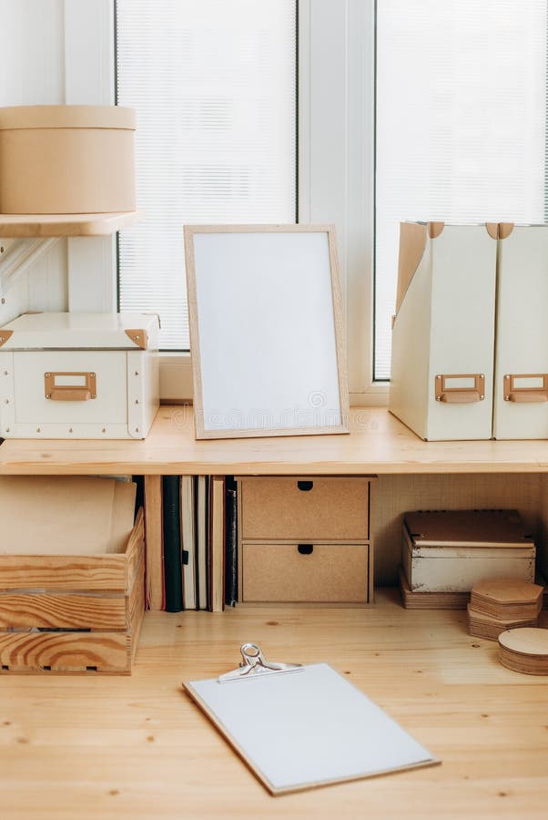 Office Desk Creativity Folders Boxes Tablet Inscription Stock Image ...