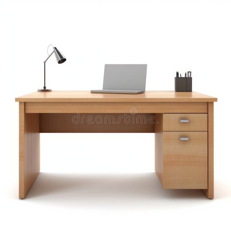 High Quality Photorealistic Wooden Desk on White Background Stock ...