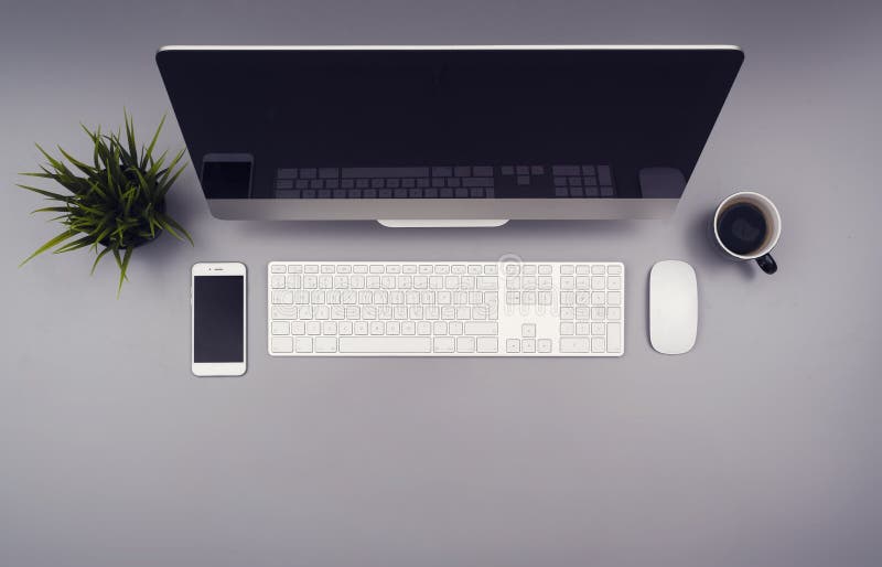 Office desk hero header stock photo. Image of mouse, keyboard - 59500248