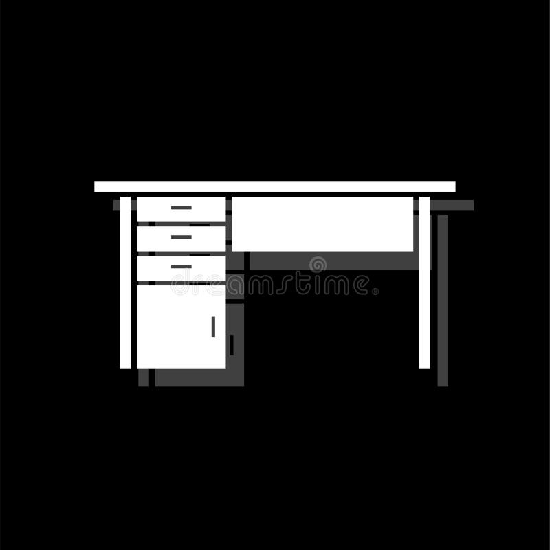 Office desk icon flat stock illustration. Illustration of white - 138119234