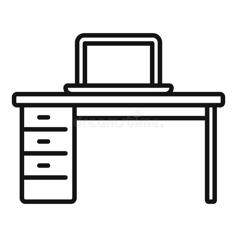 Office Desk Icon Outline Vector. Sit Posture Stock Illustration ...
