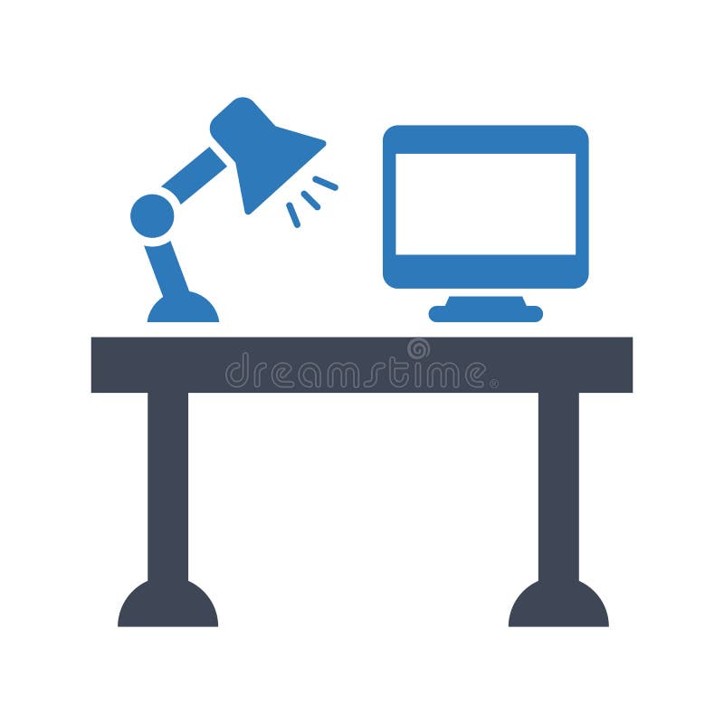 Office Desk Icon. Vector Graphics Stock Vector - Illustration of ...