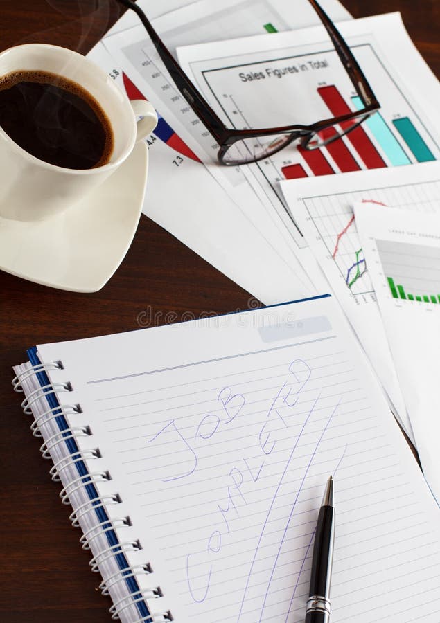 Office Desk, Job Completed. Stock Image - Image of chart, horizontal ...