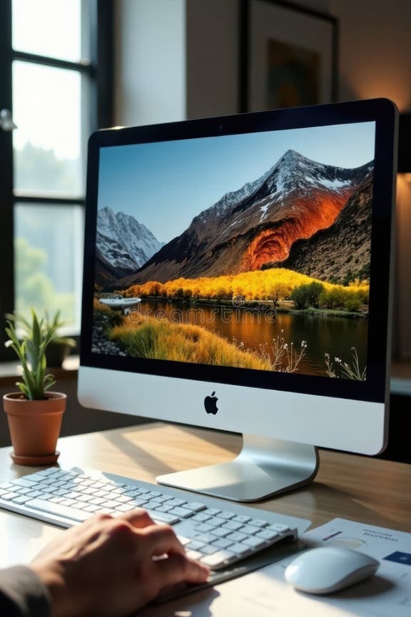 Office Desk, Landscape Plans, Computer Screen, Drawing, Sketch Stock ...