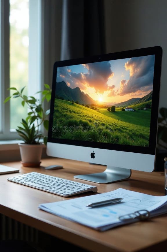 Office Desk, Landscape Plans, Computer Screen, Sketch, Computer ...