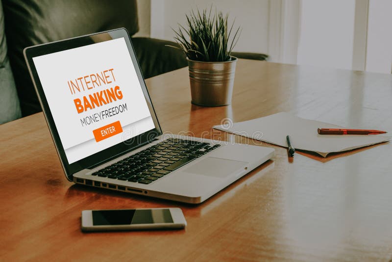 Internet Banking Website in a Laptop Screen. Stock Image - Image of ...
