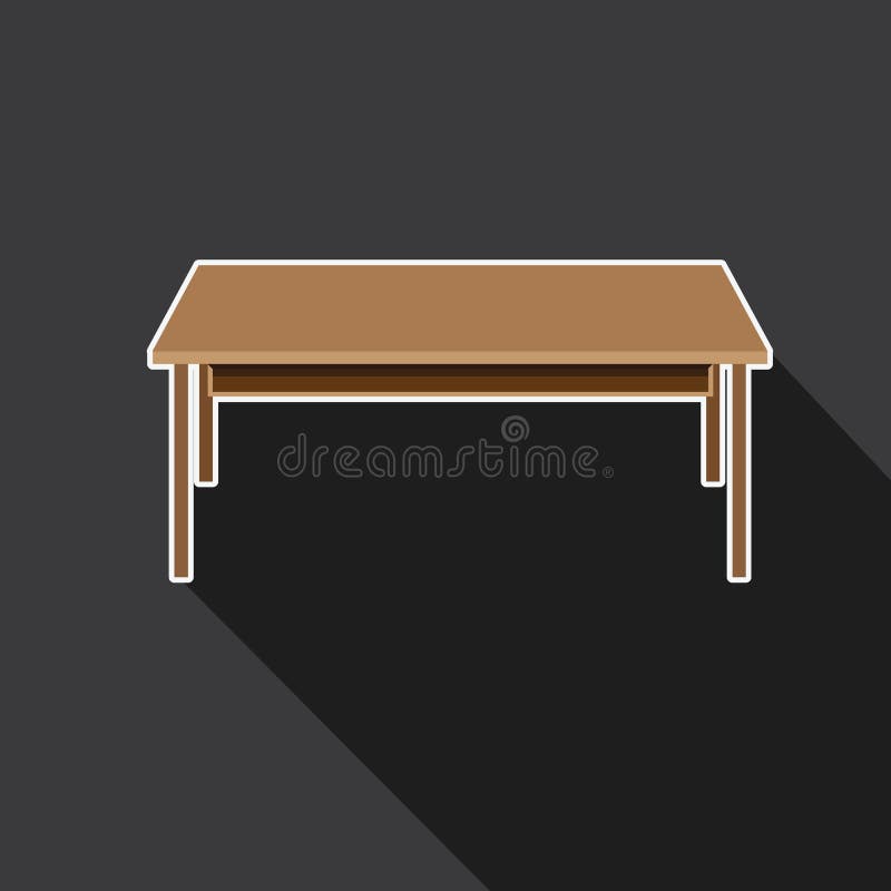 Office Desk in Long Shadow Style. Stock Vector - Illustration of long ...