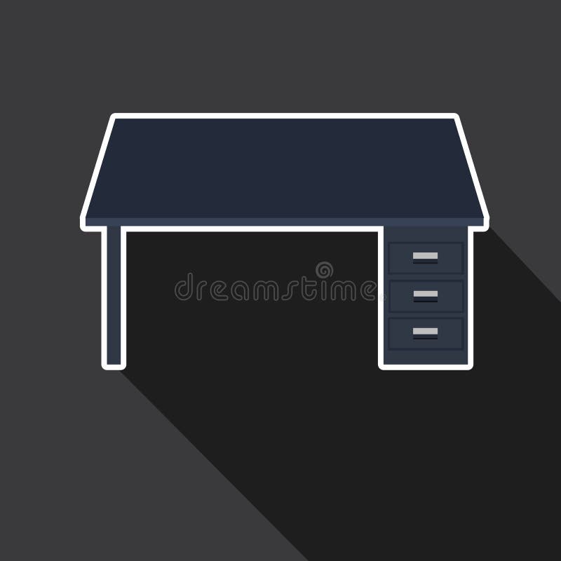 Office Desk in Long Shadow Style. Stock Vector - Illustration of metal ...