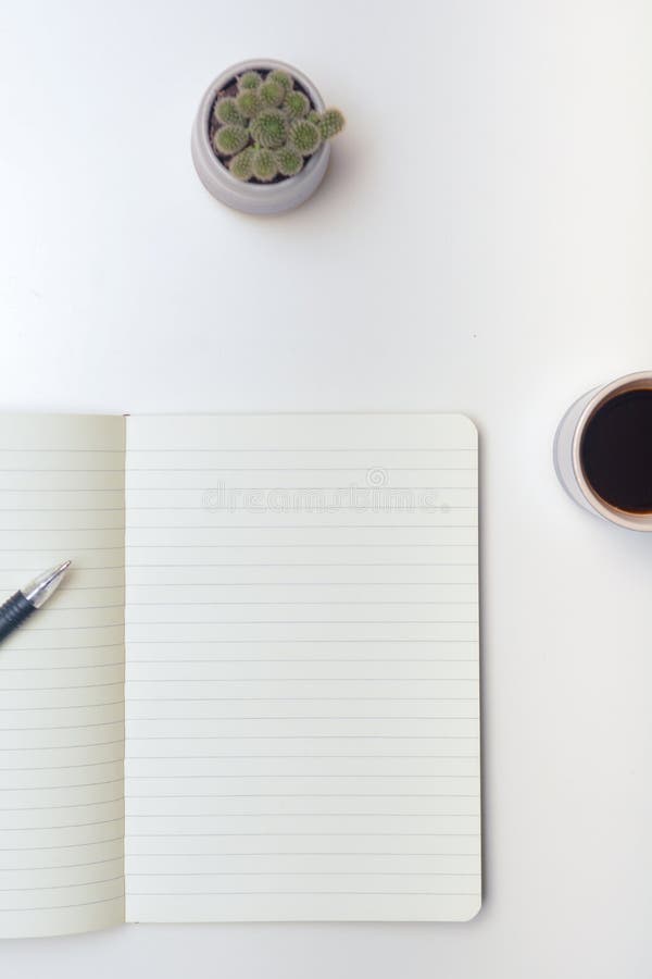 Office Desk with Blank Note Paper Stock Photo - Image of writing ...