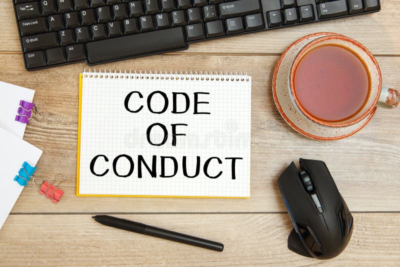 Notebook with Text CODE of CONDUCT Near Office Supplies Stock Photo ...
