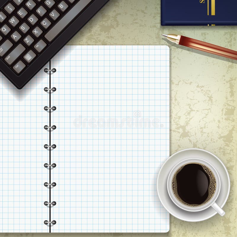 Office desk with notepad stock vector. Illustration of view - 24335930