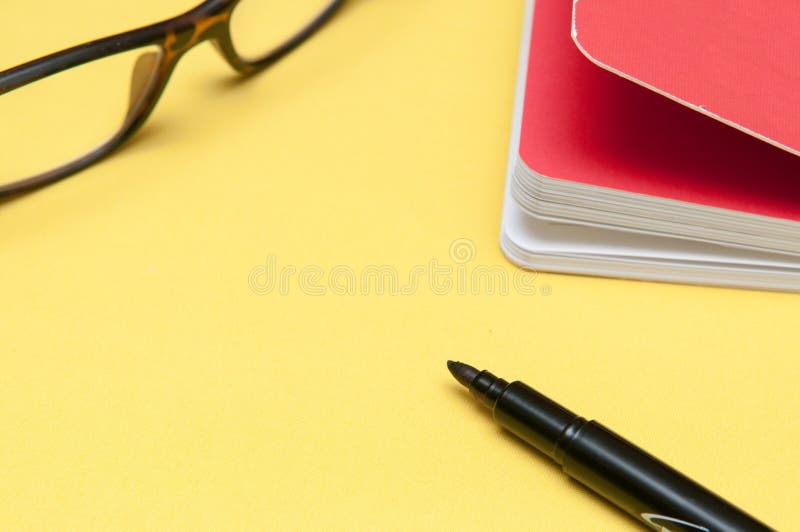 Office Desk with Notepad and Copy Space, Modern Layout Stock Photo ...