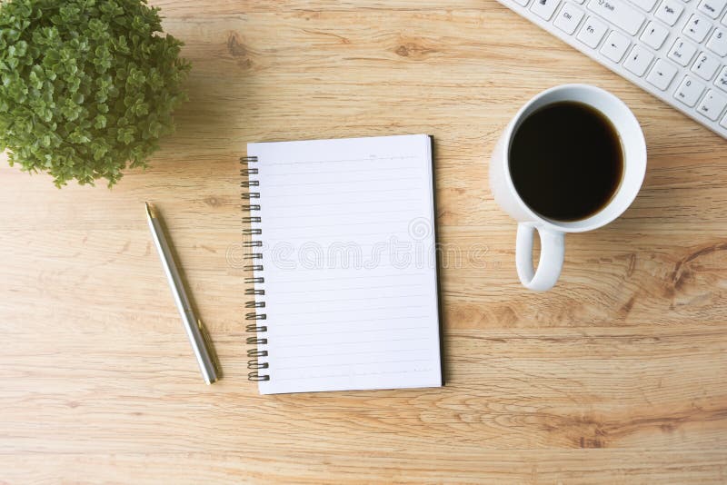 Office Desk with Open Note Pad Stock Photo - Image of notepad, empty ...